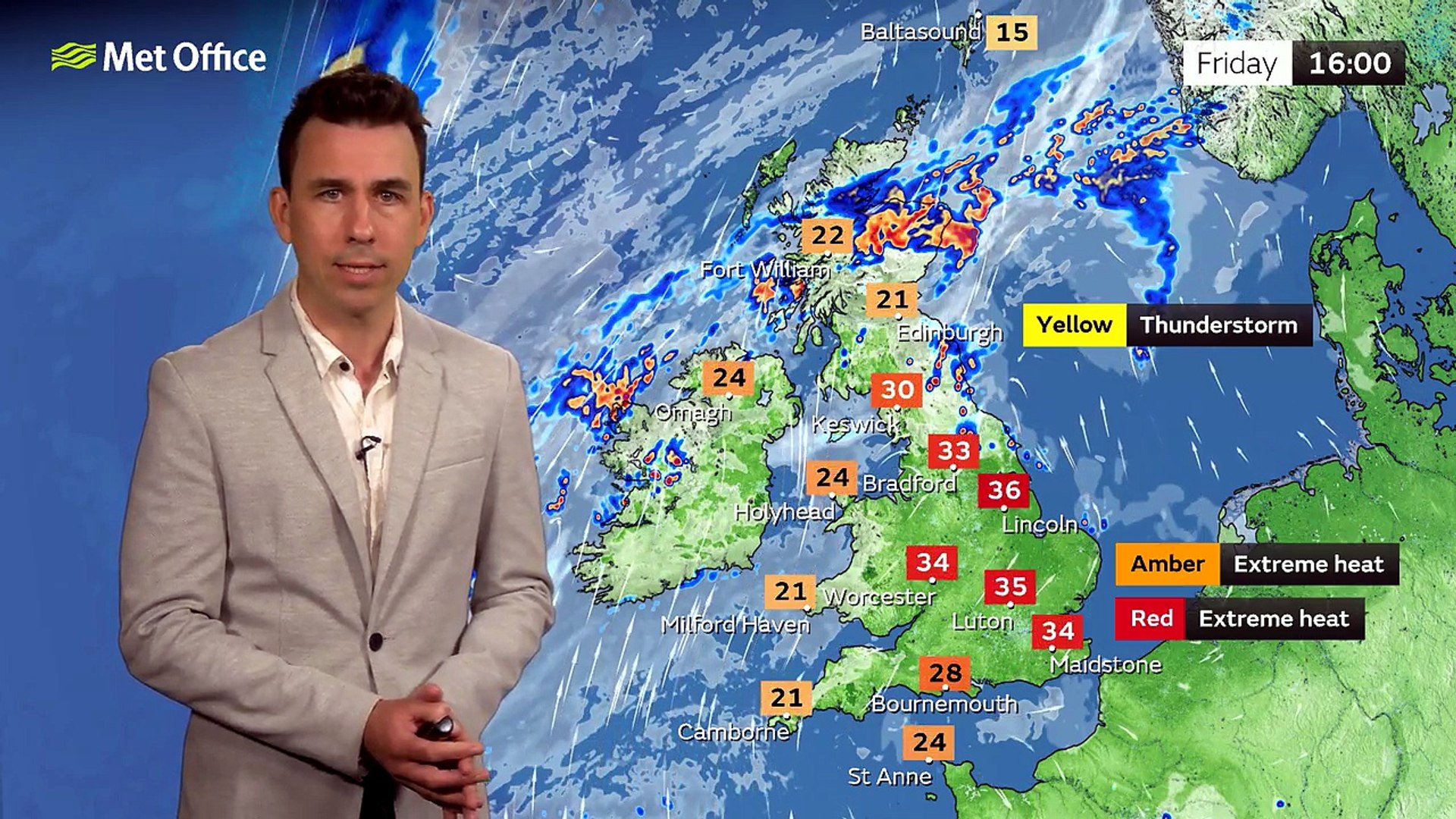 Met Office Friday afternoon weather forecast 26/06/2026