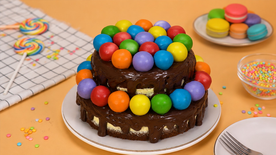 Chocolate drip makes this candy cake pop