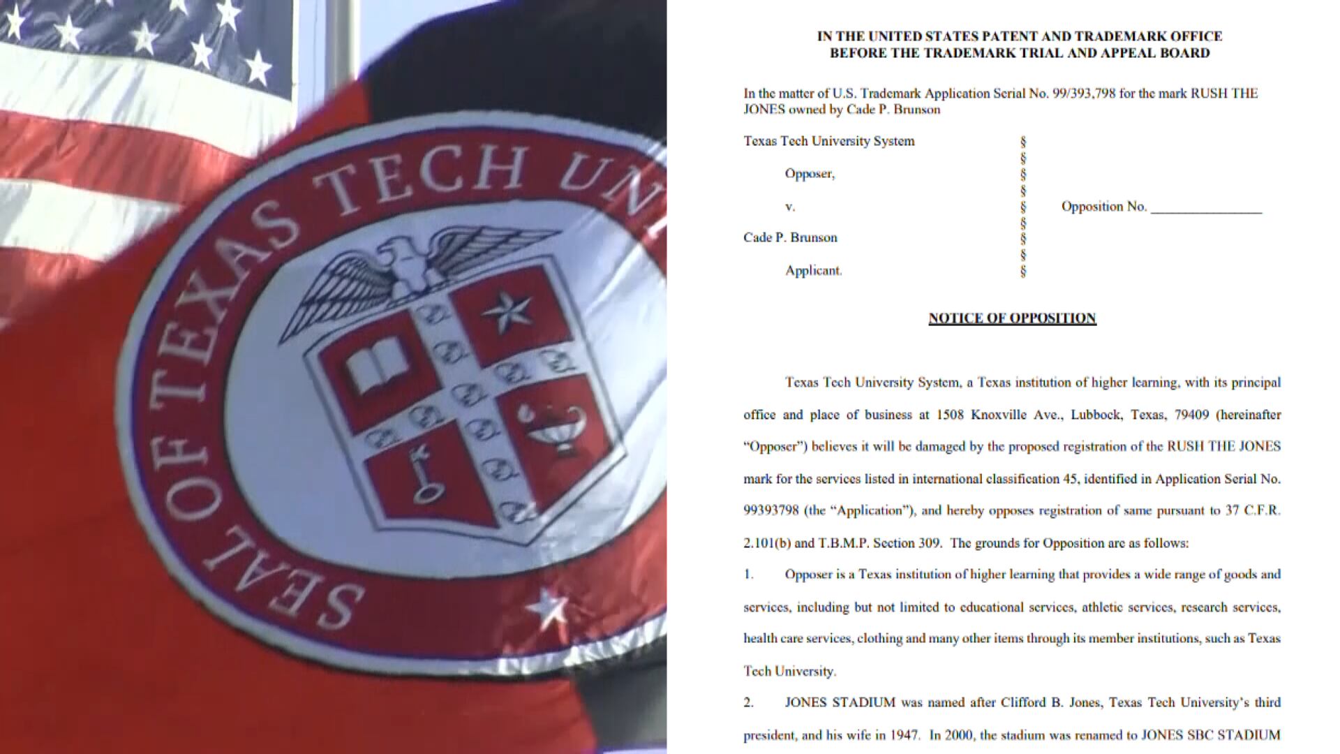 Correction: Texas Tech System opposes student’s trademark request