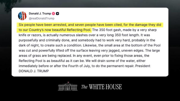 Reflecting pool coating supplier's statement conflicts with Trump's ...