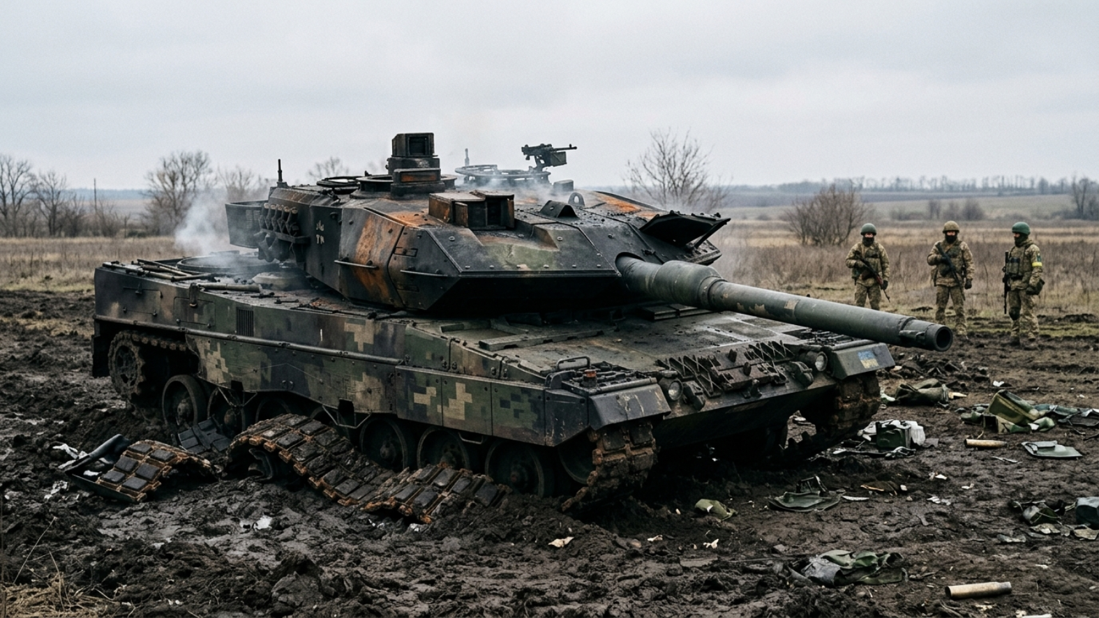 Leopard 2A6 left burning after Ukraine’s frontline retreat