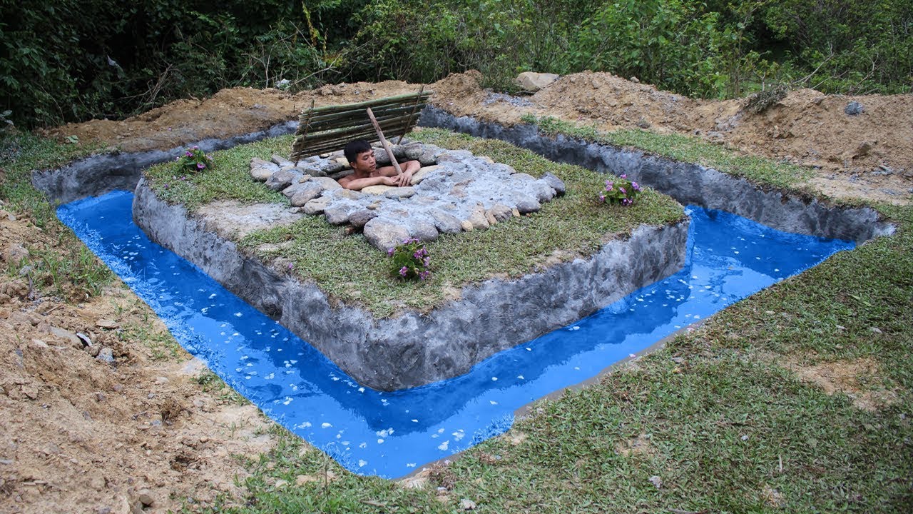 Build swimming pool around underground house part 2