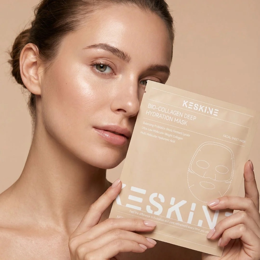 Keskine hydrogel bio-collagen mask boosts hydration and glow
