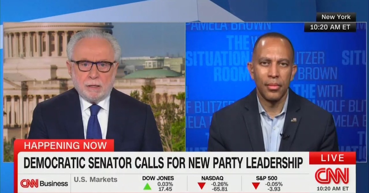 CNN’s Wolf Blitzer hits Hakeem Jeffries with back-to-back clips calling ...