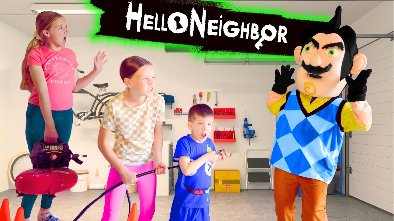 Hello Neighbor in real life vs Preston! Disney Doorables scavenger hunt!