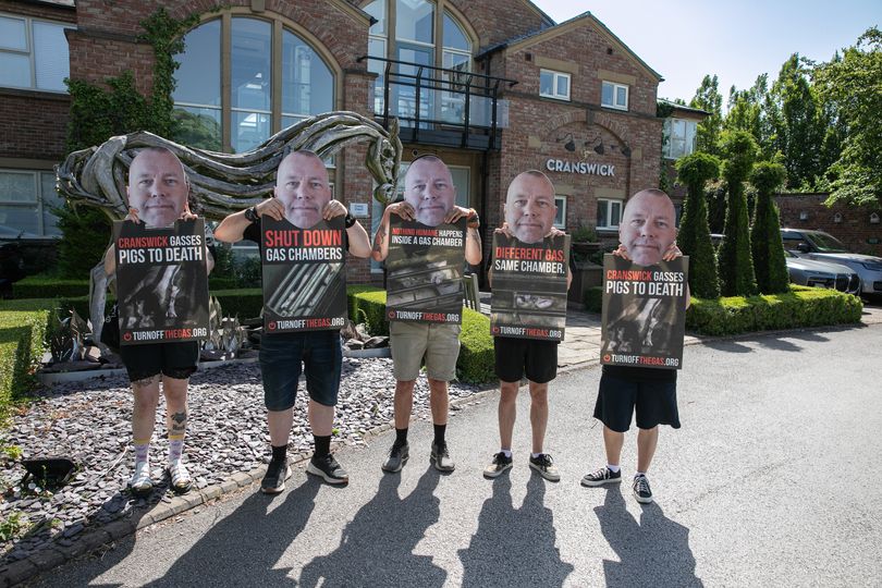 Protesters bring mobile gas chamber truck to pork giant's Hessle HQ