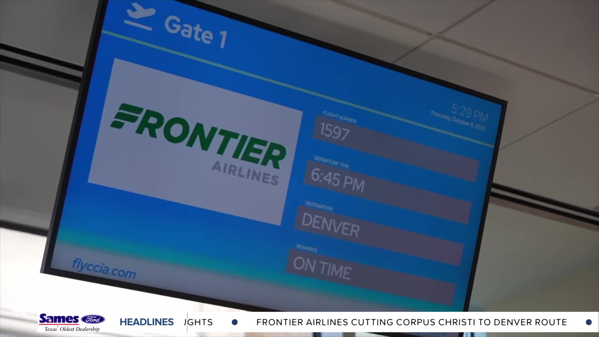 Frontier Airlines cutting Corpus Christi to Denver route