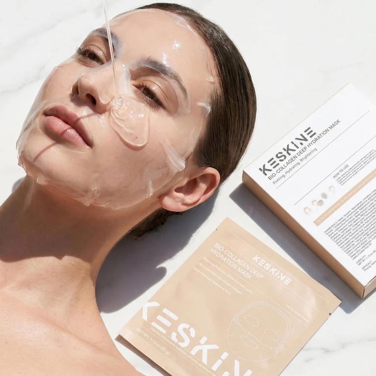 Keskine hydrogel bio-collagen mask boosts hydration and glow