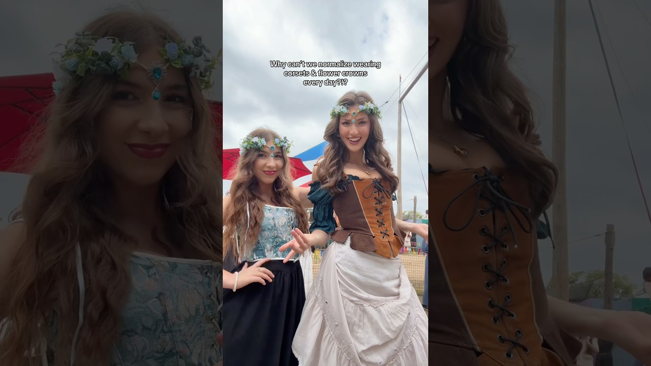 Model showcases stunning fashion with corsets and flower crowns