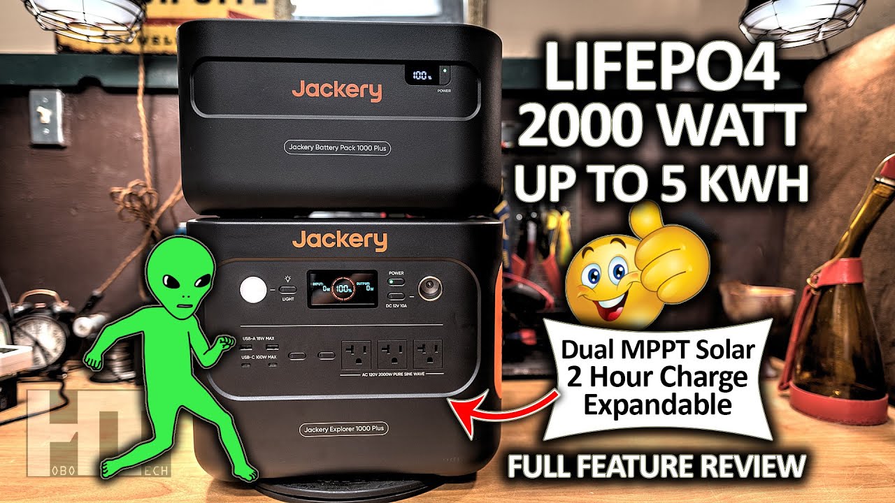 Jackery 1000 Plus 2000W LiFePO4 modular UPS solar generator power ...
