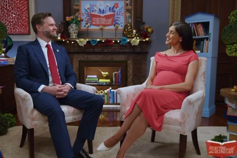 JD Vance mocked for awkward knee pat to heavily pregnant wife Usha