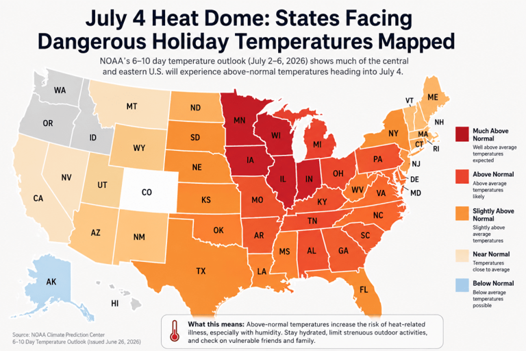 July 4 heat dome: Map shows states facing dangerous temperatures