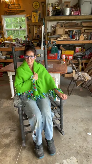 Turning a broken rocking chair into a garden plant stand