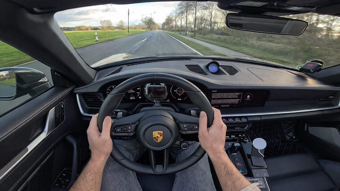 Porsche 992 Turbo S full throttle POV & loud sound