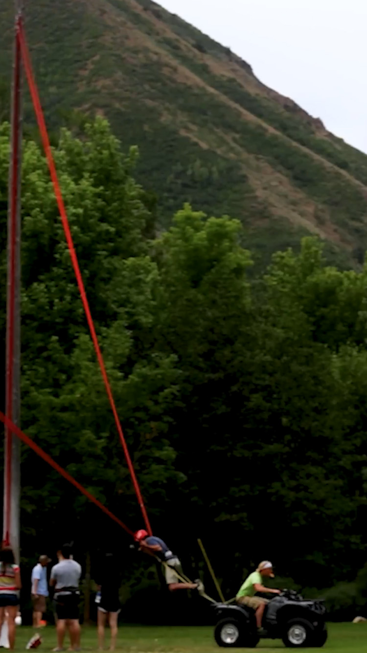 How far can this human slingshot send someone?