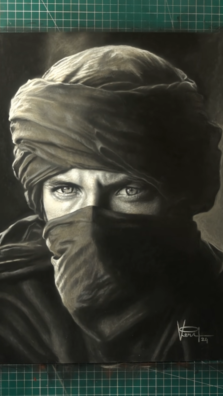Desert warrior portrait art | Hyper realistic drawing transformation