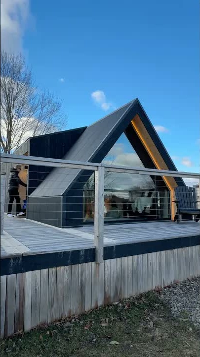 A-frame studio tour | 400 sq ft prefab cottage home