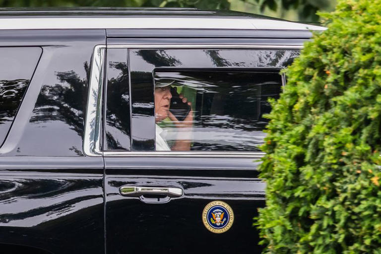 Donald Trump pulled off course in golf gear hours before breaking Iran ...