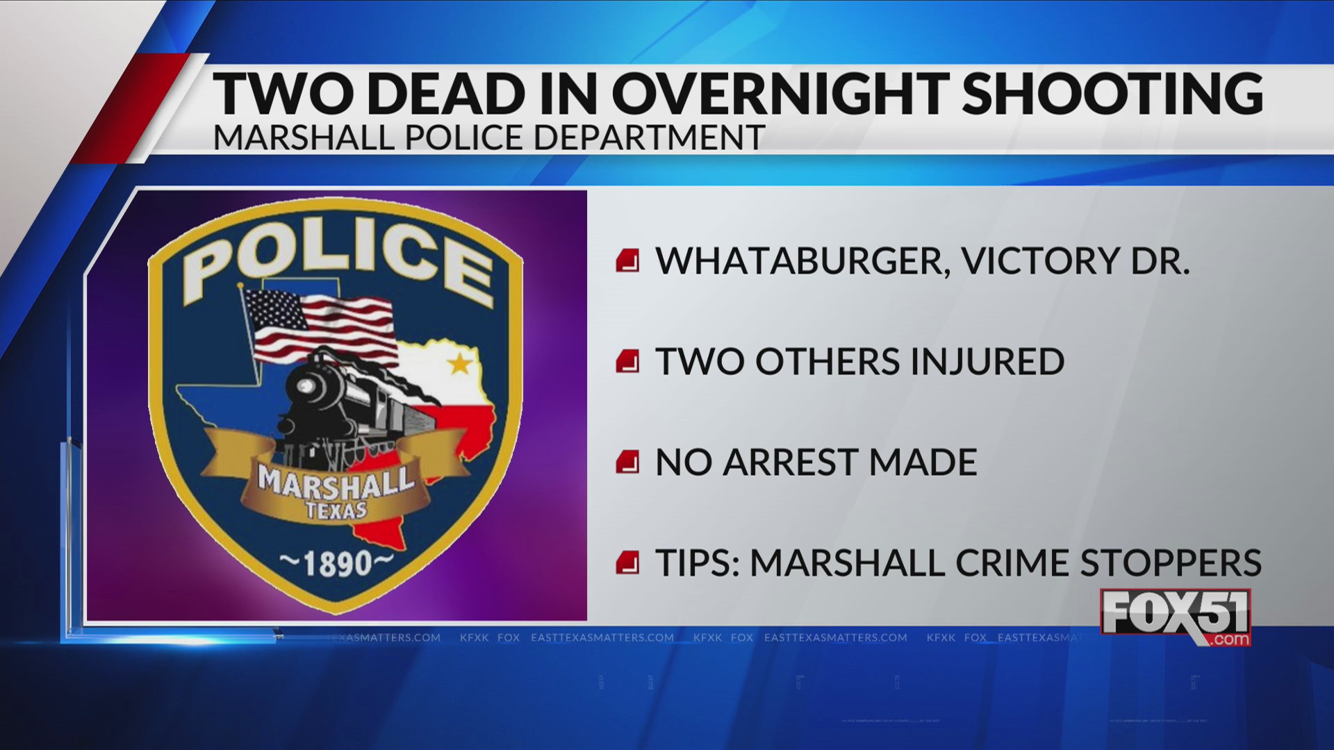 Two dead, two injured after shooting erupts at Whataburger in Marshall