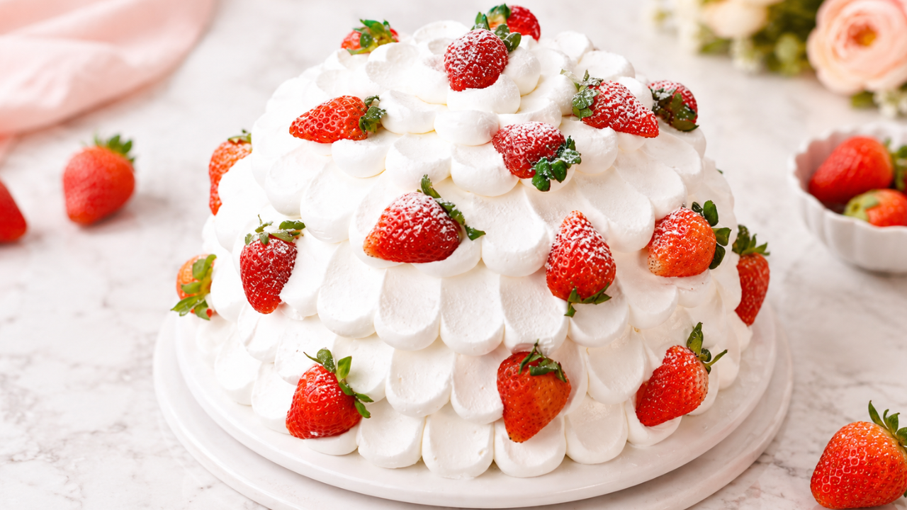 Strawberry cloud cream cake
