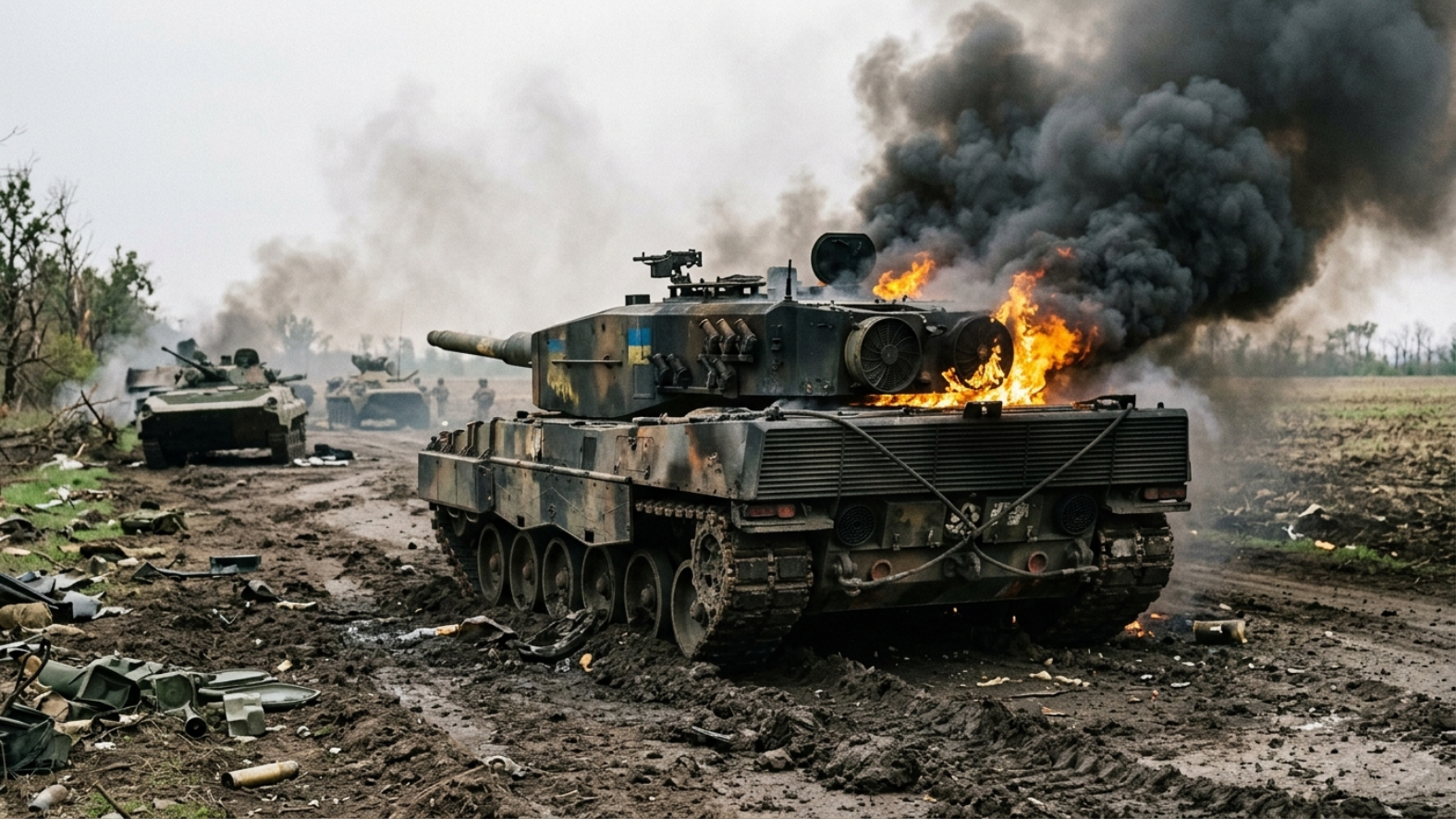 Leopard 2A4 hit in Ukraine’s latest frontline collapse