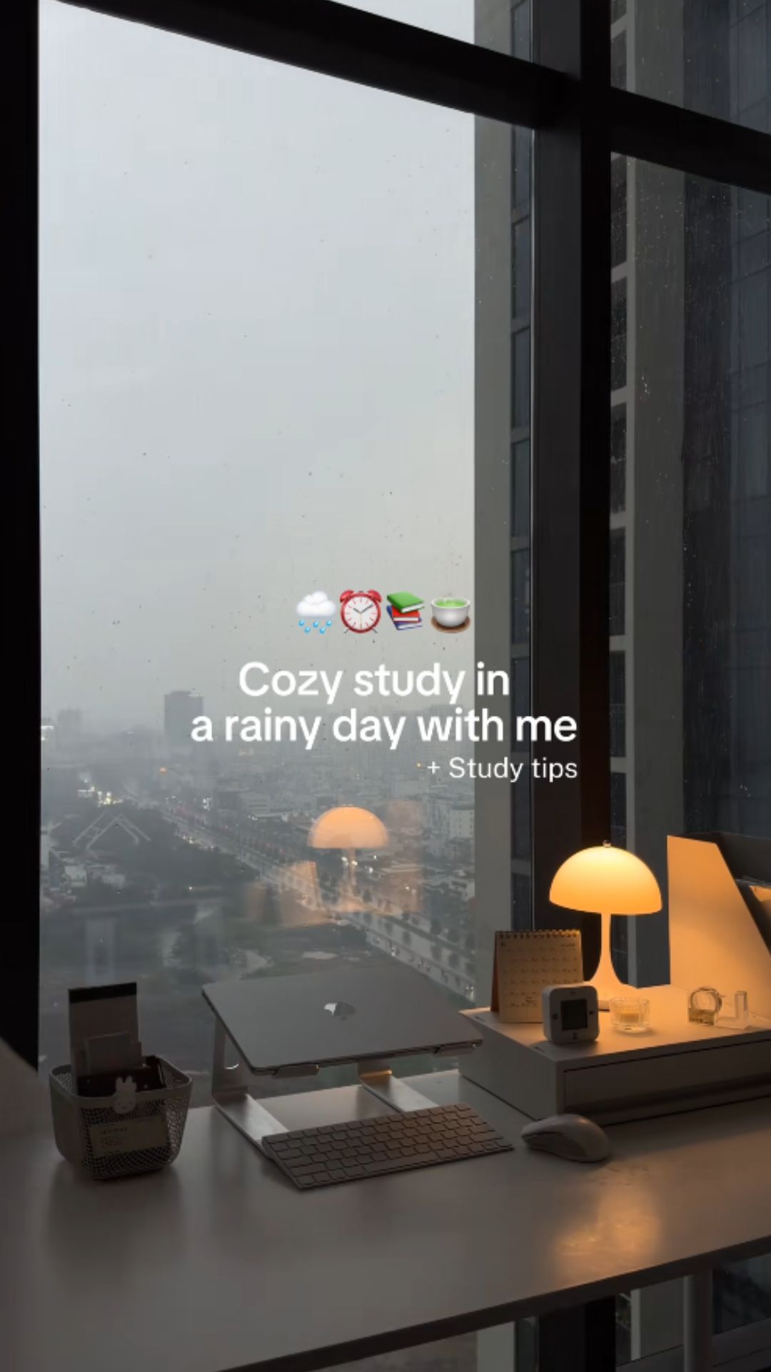 Cozy rainy day study session with smart AI note taking tool