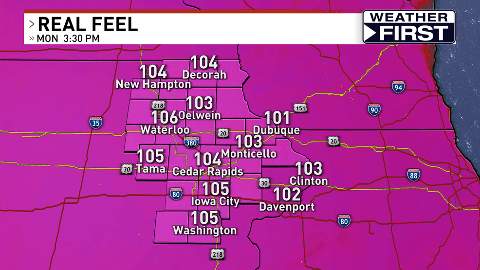 Dangerously hot week in eastern Iowa with heat index values topping 100