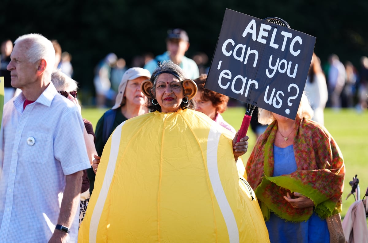 Save Wimbledon Park protesters join the queue for Wimbledon day one