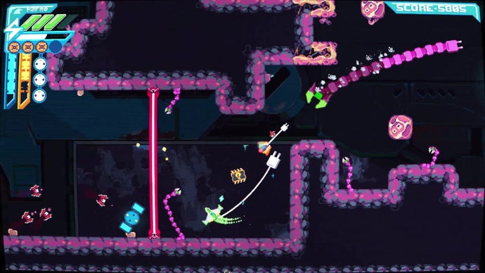 Space shooter Hyperwired gives you a ship with a doofy power cable ...