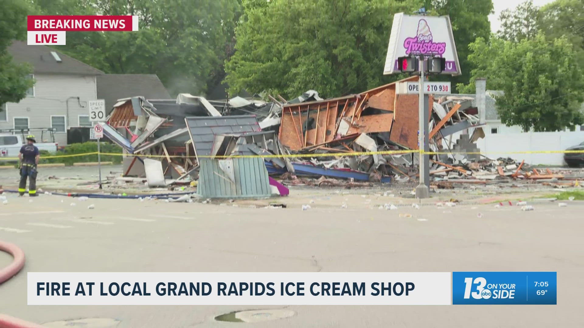 Neighbor recalls hearing loud boom before fire breaks out at Twisters ...