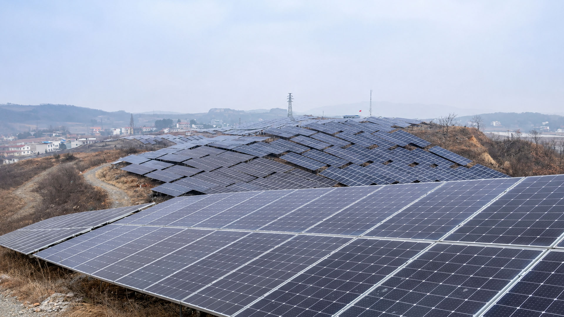 This solar field hides a surprisingly vast view across the countryside