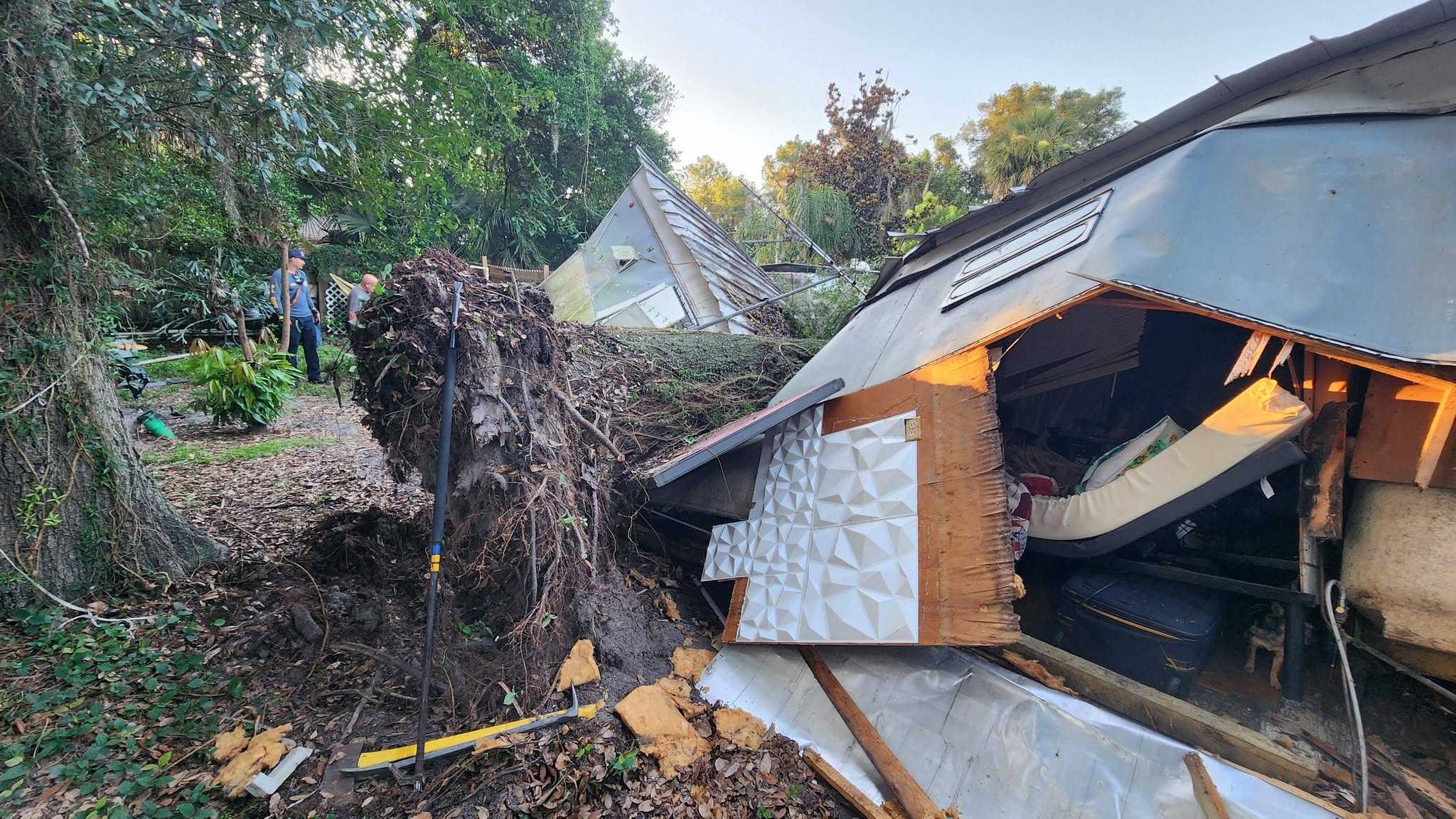 Photos: Oak tree falls on South DeLand trailer, narrowly missing occupant