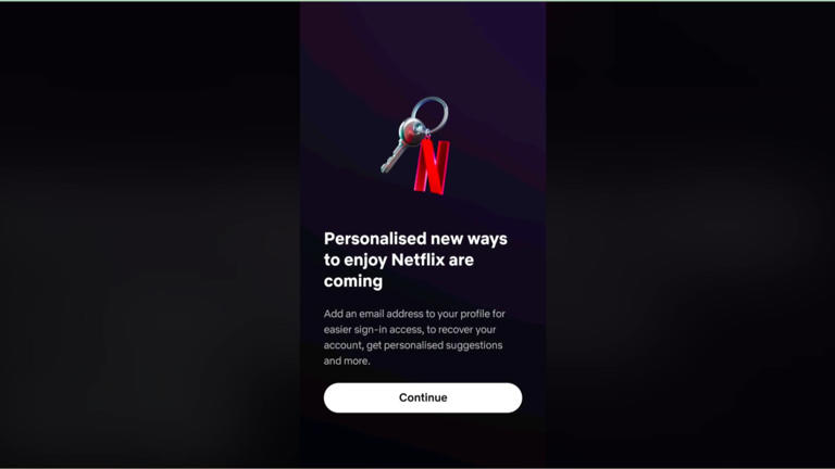 Netflix is asking users to add email addresses to individual profiles