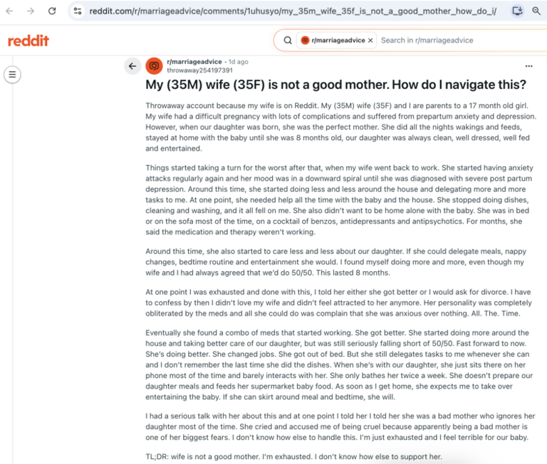 He made his wife cry by calling her a bad mom after she was diagnosed ...