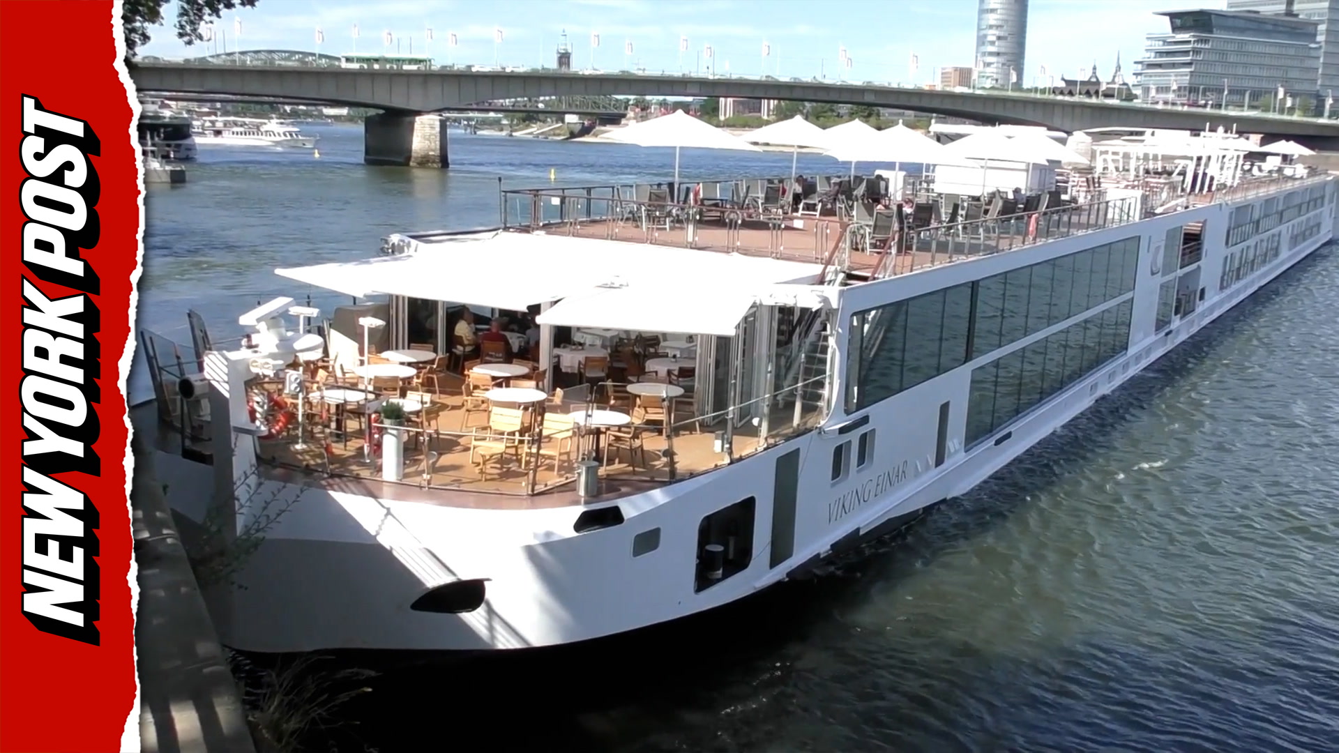 Passenger ship stranded on Rhine River as water levels plunge