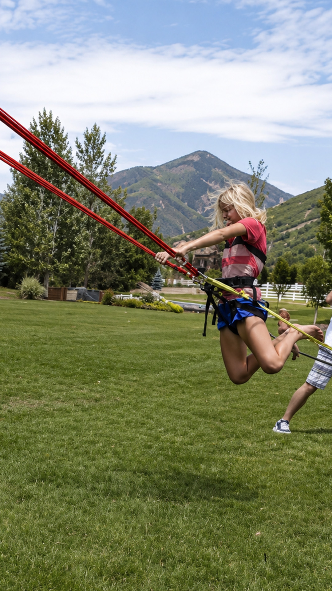 A giant slingshot ride that sends riders flying