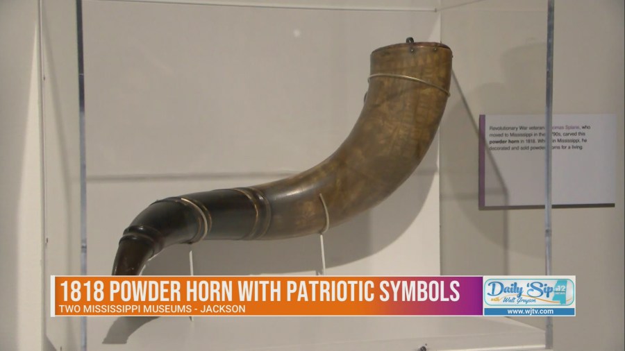 Powder horn on display at Two Mississippi Museums