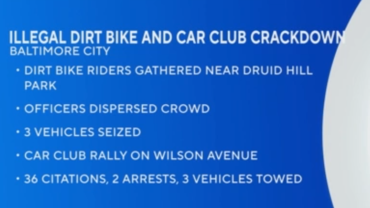 Baltimore police announce actions against illegal dirt bike activity