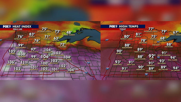 Minnesota weather: High temps, heat index across the state on Monday