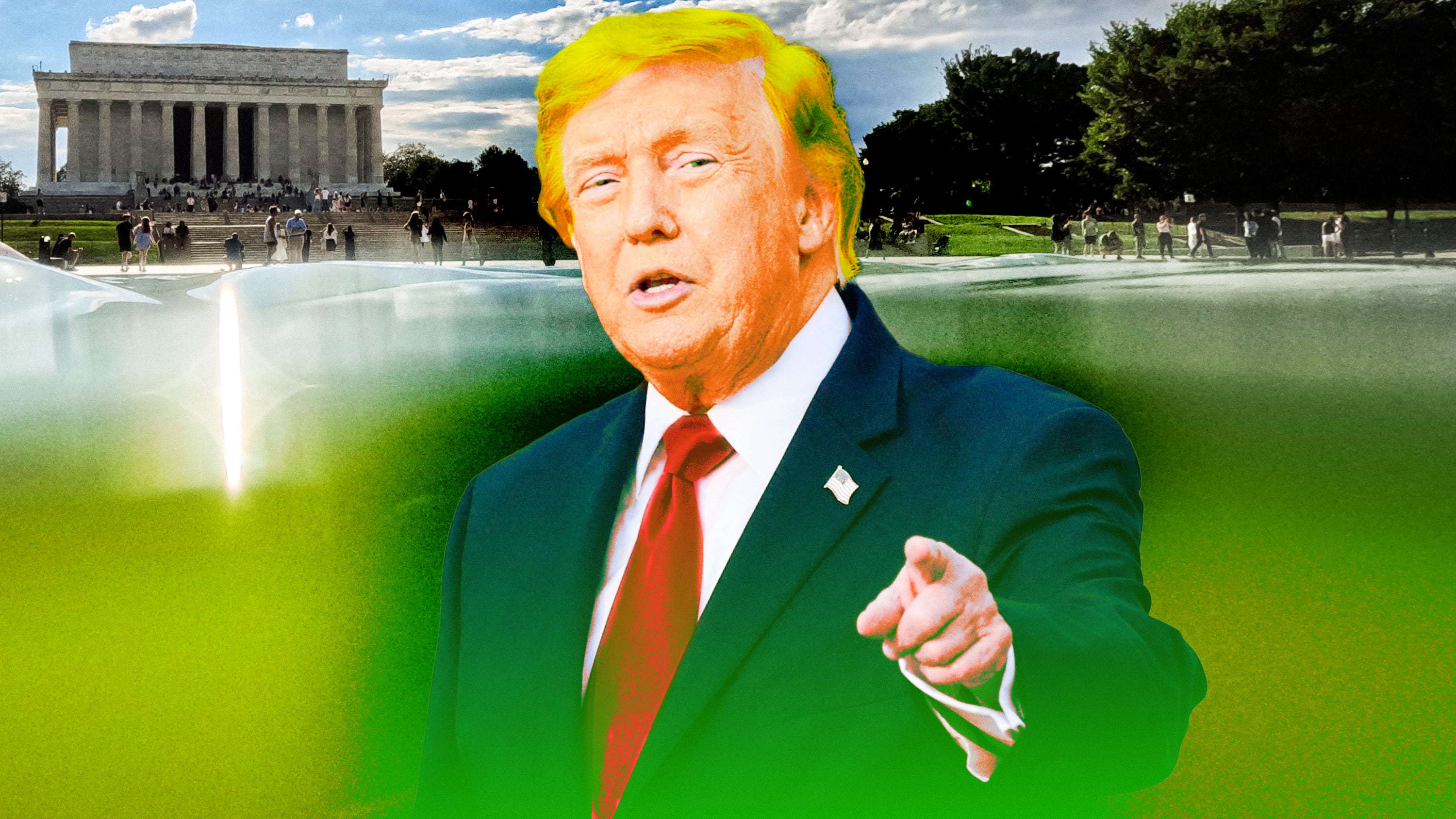 Trump melts down about 'SCUM' as green slime takes over reflecting pool