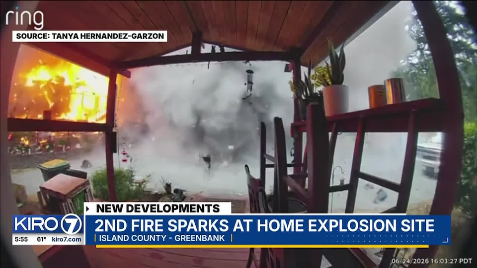 Video: 2nd fire sparks at home explosion site