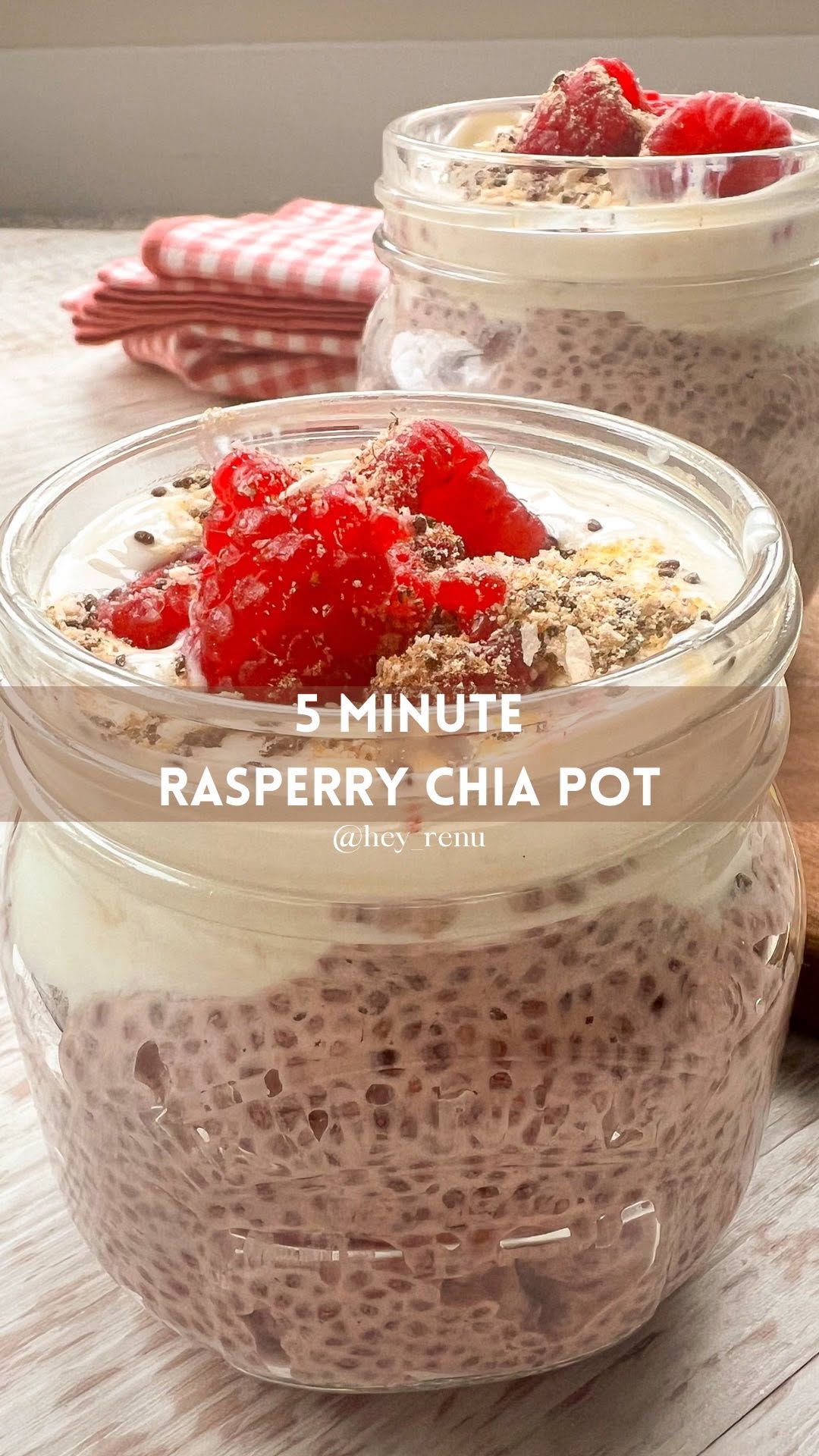 Easy raspberry chia pudding for meal prep