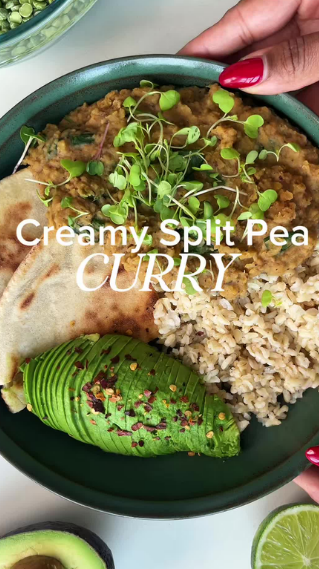 Creamy yellow split pea curry packed with protein