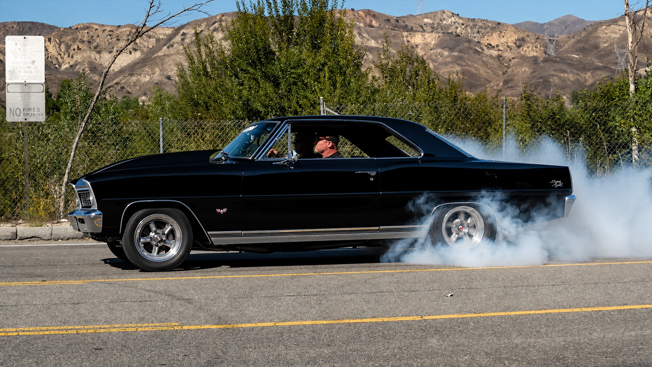 700WHP Supercharged LS Chevy Nova Makes Burnout Smokes