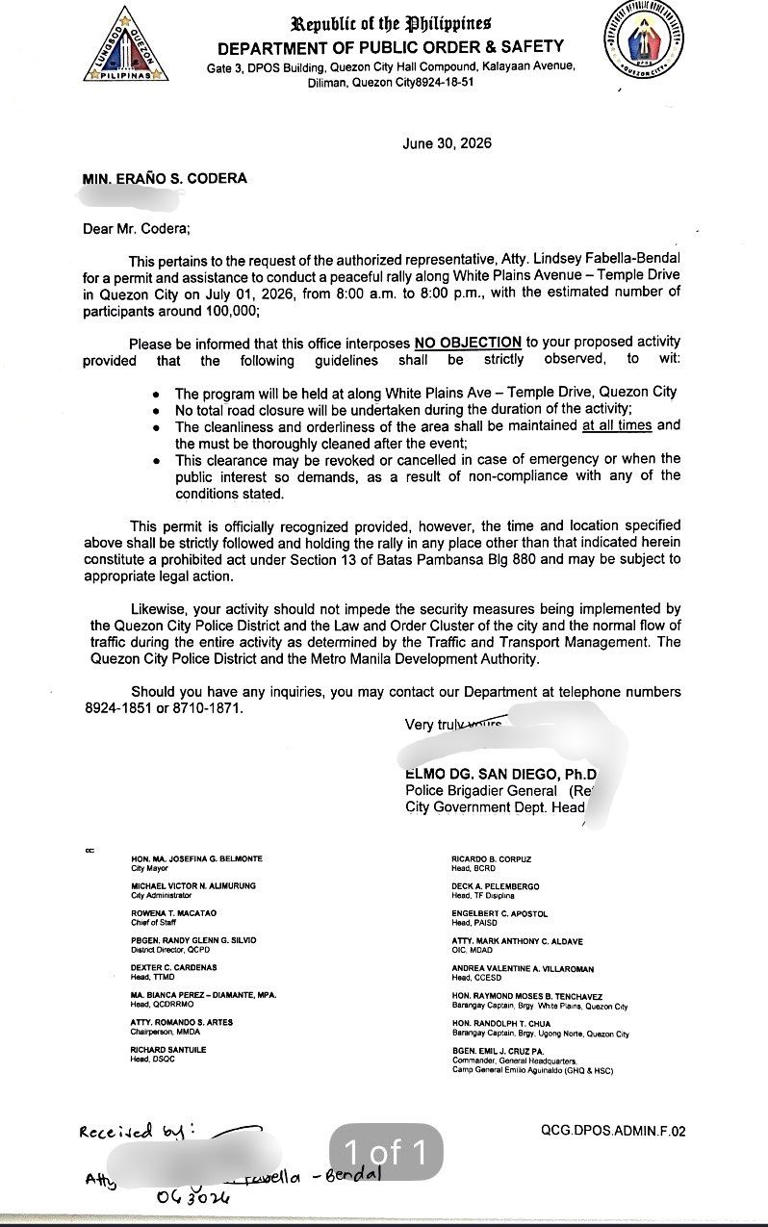 QC approves permit for July 1 EDSA-White Plains rally; 100,000 expected ...