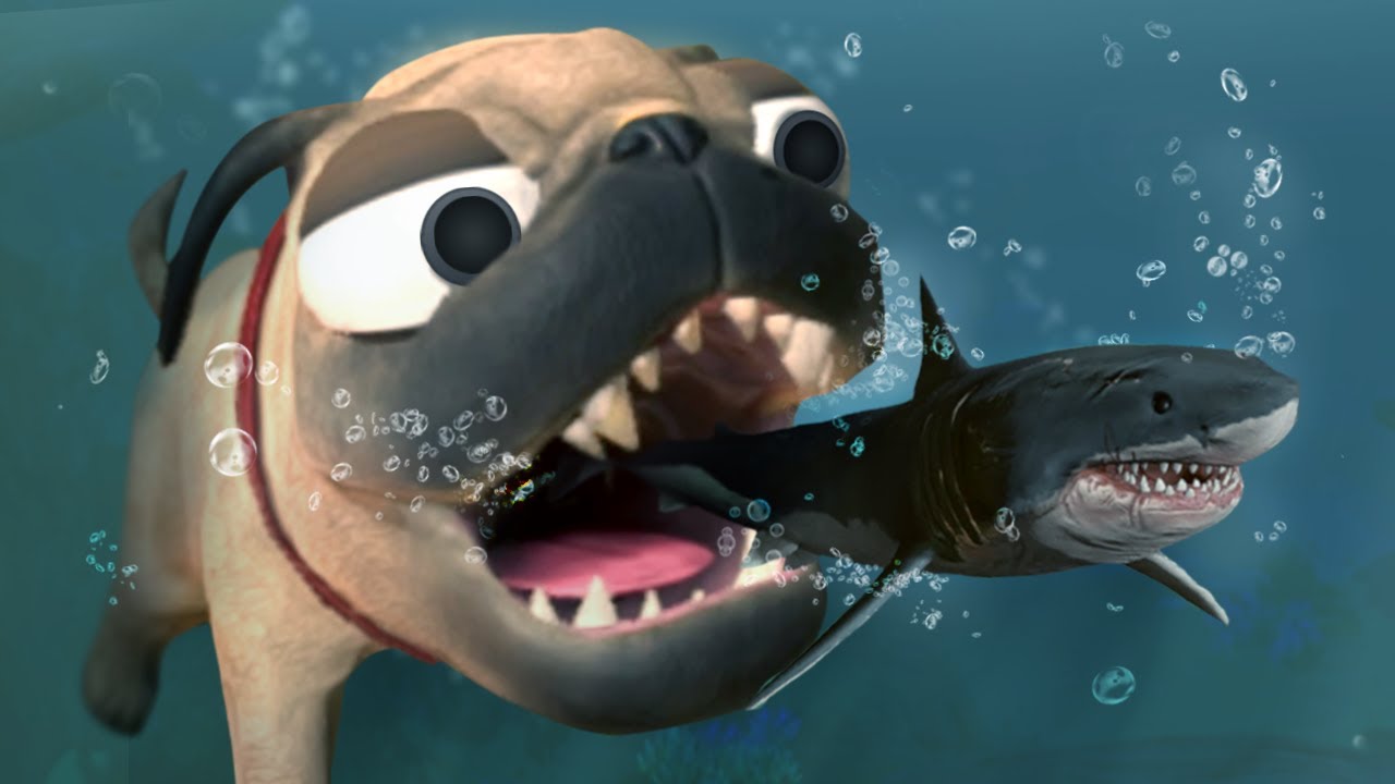 Giant puppy devours the entire ocean in Fish Feed and Grow