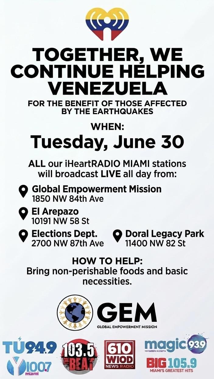iHeartMedia Miami rallies support for Venezuela earthquake survivors