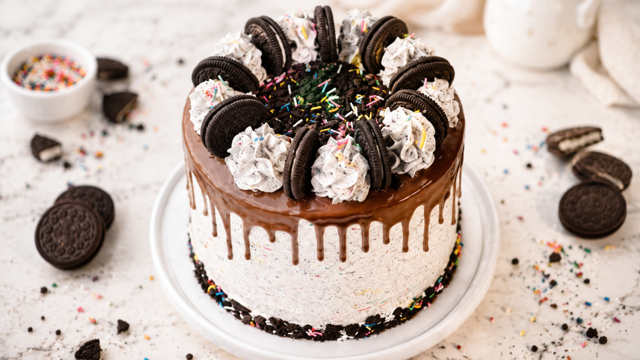 Cookies and cream drip cake