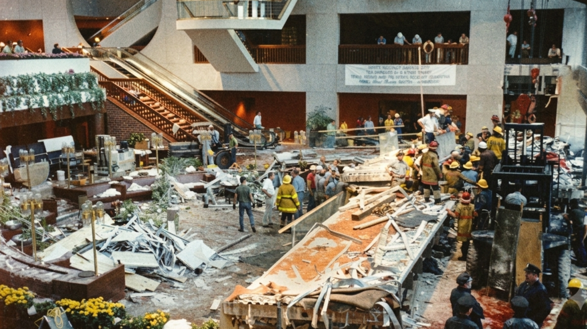 They were just dancing at the Hyatt... then 114 people were buried ...