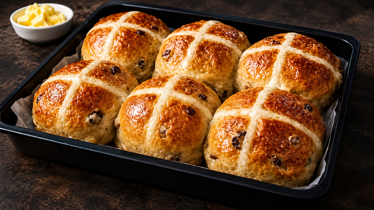 Easy homemade hot cross buns recipe